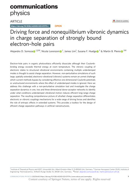 Pdf Driving Force And Nonequilibrium Vibronic Dynamics In Charge