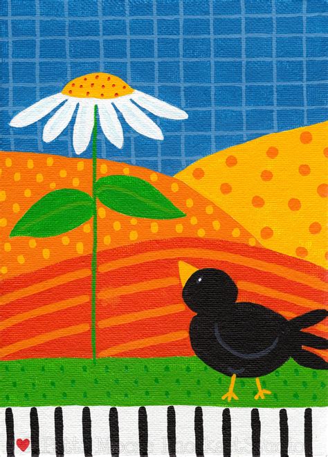 ORIGINAL Whimsical Folk Art Painting Colorful Mini Canvas Etsy