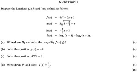 question 6 suppose the functions f g h and l are defined as follows