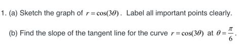 solved a sketch the graph of r cos 3θ label all