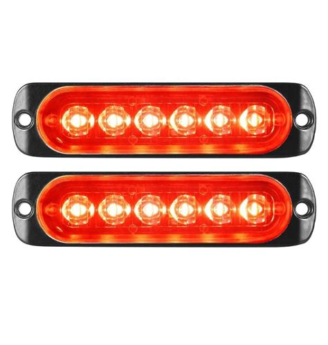 Rigidon 2팩 Led 비상 스트로브 6 Led 레드 표면 마운트 플래시 스트로브 조명 트럭 자동차 그릴 티몬