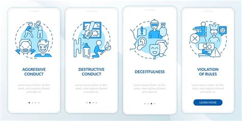 Blue Onboarding Mobile App Screen Featuring Conduct Disorder Behavior Groups Vector Ui Welcome