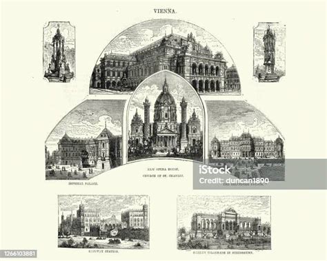 地標維也納建築奧地利19世紀向量圖形及更多火車站圖片 火車站 1870 1879 19世紀風格 Istock
