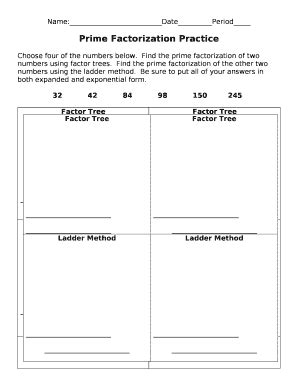 Prime Factorization Practice Doc Template PdfFiller