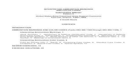 Pdf Interpreting Ammunition Markings And Color Codes · Interpreting