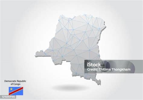어두운 배경에 다각형 스타일의 트렌디 한 삼각형 디자인콩고 민주 공화국의 벡터지도 현대 3d 종이 컷 아트 스타일의지도 모양