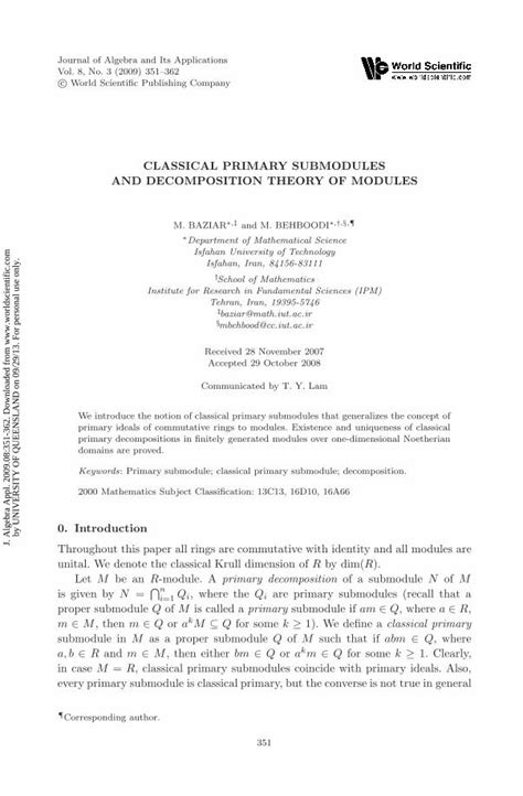 Pdf Classical Primary Submodules And Decomposition Theory Of Modules Dokumen Tips