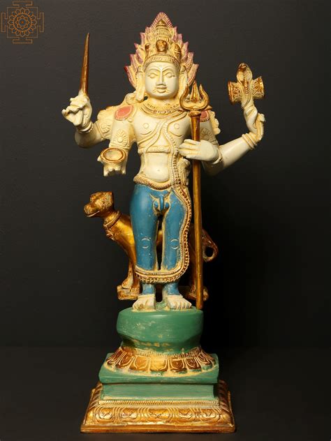 17 Colorful Bhagawan Shiva As Bhairava Brass Statue Exotic India Art