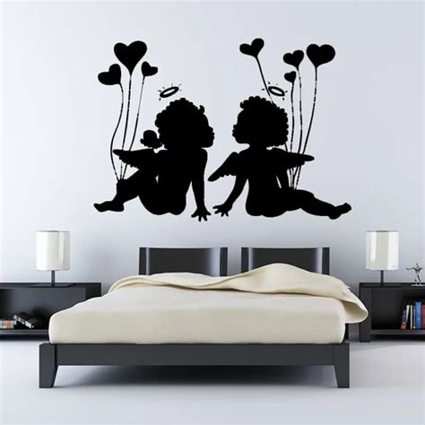 Dctop Kissing Angels With Heart Wall Sticker Vinyl Removable Self