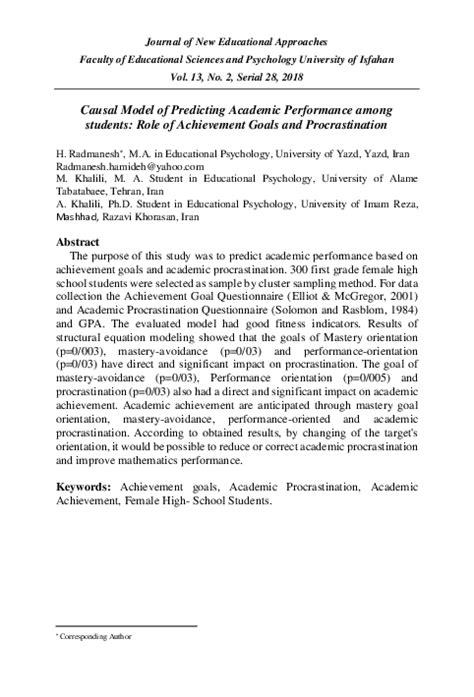 Pdf A Model For Predicting Academic Procrastination Based On Personality Traits And