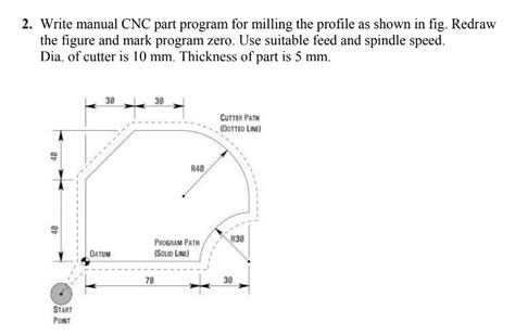 Solved Write Manual Cnc Part Program For Milling The Profile