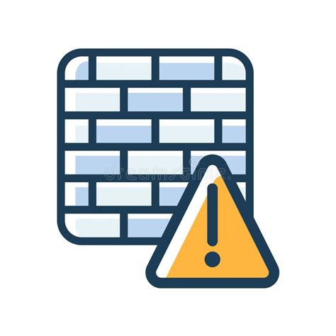Firewall Alert Antivirus Protection Single Isolated Icon With Dash Or Dashed Line Style Stock