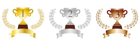 트로피 월계관 리본 골드 실버 브론즈 벡터 일러스트 레이 션 세트 1 위 2위 3위 1에 대한 스톡 벡터 아트 및 기타 이미지 Istock