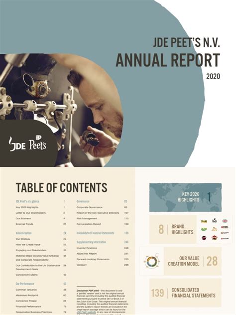 Jde Peets Annual Report 2020 Pdf Coffee Brand