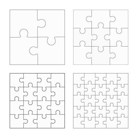 지 그 소 퍼즐 4 벡터 템플릿 세트 빈 간단한 조각 프리미엄 벡터