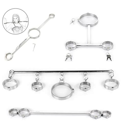 Metal Handcuffs Foot Shackles Collar Restraint Bdsm Gay Bondage Set Sex Games Erotic Toys For