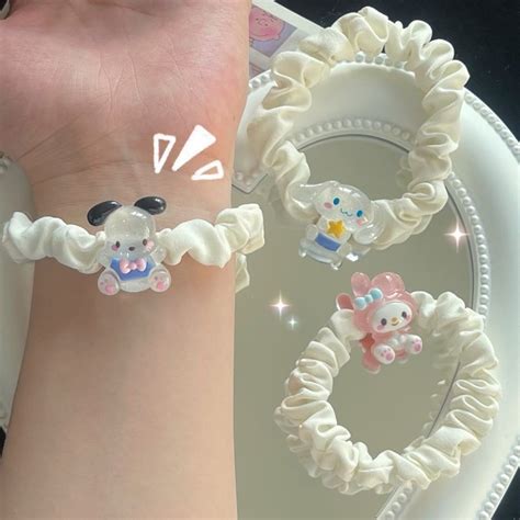 【臻選】可愛三麗鷗髮圈ins卡通小腸髮繩夏日透明玉桂狗庫洛米甜美髮飾女 蝦皮購物