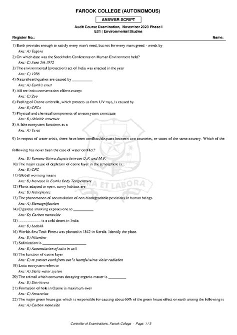 Answer Script 20240203085000 Farook College Autonomous Answer Script Audit Course