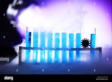 Test Tube Of Glass Overflows New Liquid Solution Potassium Blue Conducts An Analysis Reaction