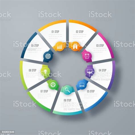 帶圓圈的圖表範本 9 選項向量圖形及更多互聯網圖片 互聯網 俄羅斯 信息圖形 Istock