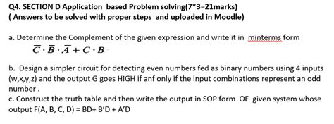 Solved Q4 Section D Application Based Problem
