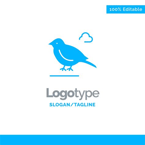 bird british small sparrow blue solid logo template place for tagline