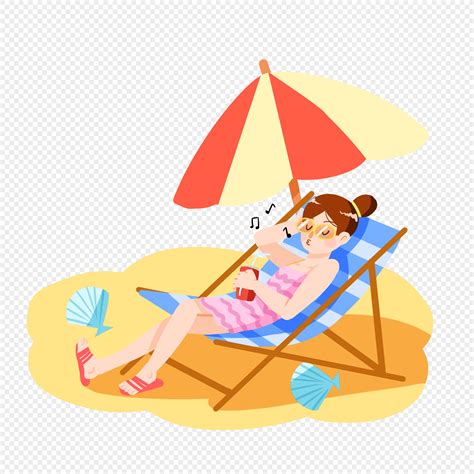 Phim Hoạt Hình Cô Gái Tắm Nắng Trên Bãi Biển Hình ảnh Định dạng hình