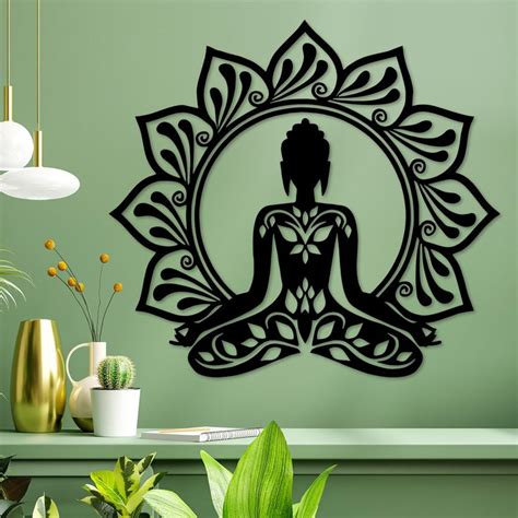 Arte De Pared De Buda Meditando Mandala De Madera Decoración De Pared