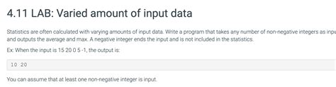 Solved 411 Lab Varied Amount Input Data Statistics Often Calculated