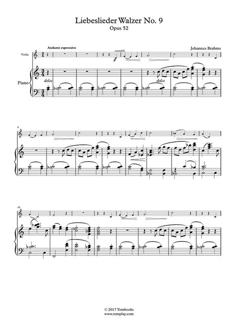 Liebeslieder Walzer No 9 Opus 52 Accompaniement Part Brahms