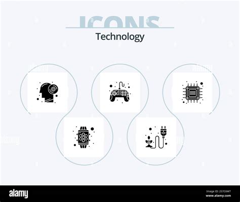 Technology Glyph Icon Pack 5 Icon Design Chip Game Plant Controller