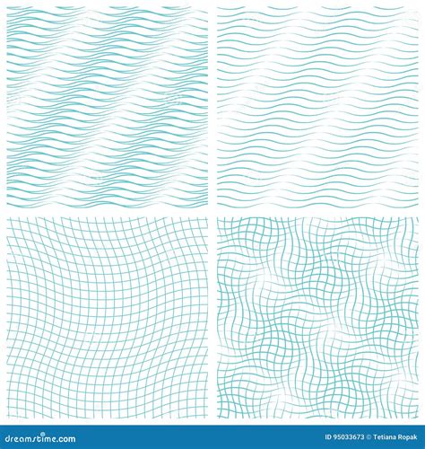 Abstract Set Of Wavy Seamless Pattern Vector Background Fashion Wave