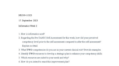 Informatics Week 2 Reflection Competency Development And Resources Studocu