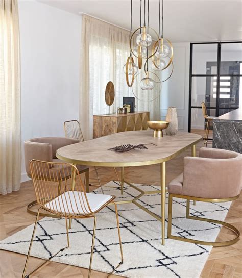 Chaise en métal doré et blanche Huppy Maisons du Monde