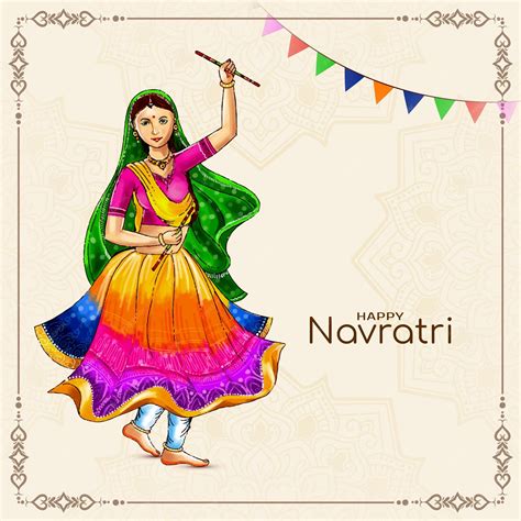 Premium Vector Happy Navratri Dandiya Garba Night Background With