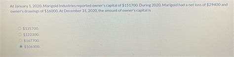 Solved At January 1 2020 ﻿marigold Industries Reported