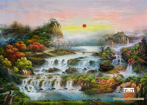 高山风景画风景画怎么画风景画大全大山谷图库
