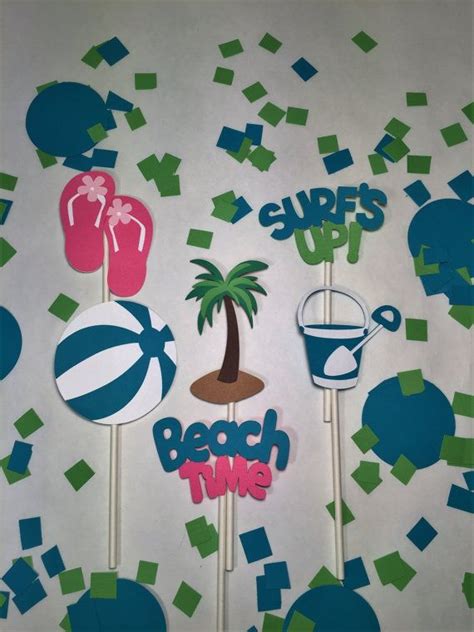 Beach Theme Cupcake Toppers 12ct Pool Party Cupcake Toppers Pool