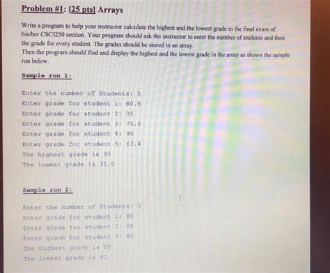 Solved Problem 1 25 Pts Arrays Write A Program To Help