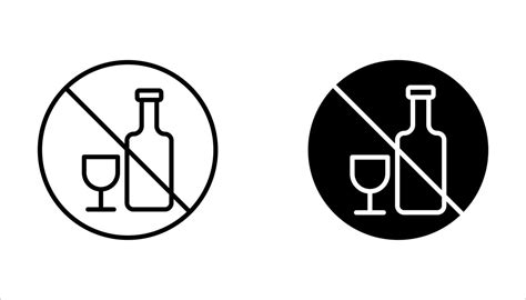 No Alcohol Sign Icon Set Prohibition Symbol No Drinking Warning