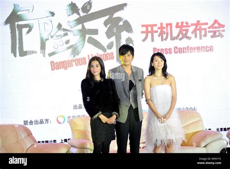 From Left Hong Kong Actress Cecilia Cheung South Korean Actor Jang