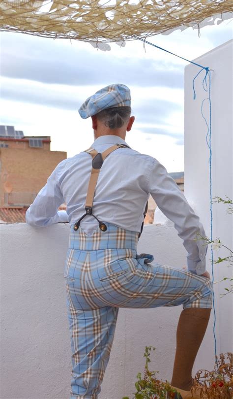 Moda Para Hombre Vintage Con Knickers De Cuadros Cintura Alta Tirantes Boina Y Zapatos Tipo
