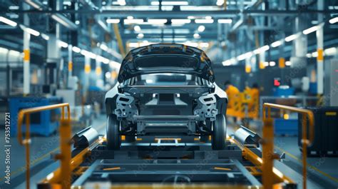 Car Chassis In Assembly Line Symbolizing Precision And Industrial Innovation In Automation