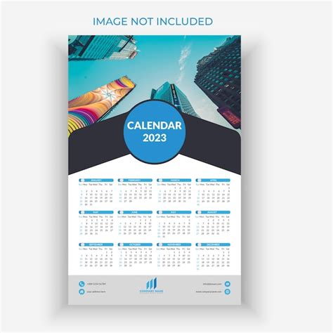 Calendario De Pared De 1 Página 2023 Vector Premium