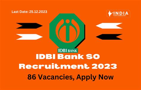 Idbi Bank So Recruitment 2023 86 Specialist Officer Posts Apply Online