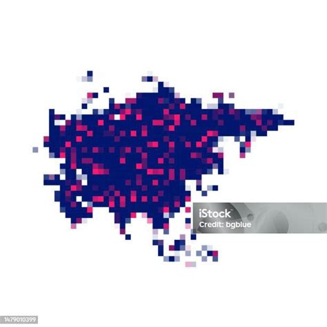 白い背景にピクセル単位のアジア地図 ロシアのベクターアート素材や画像を多数ご用意 ロシア 中国 地理的境界 Istock