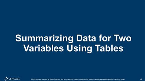 Summarizing Data For Two Variables