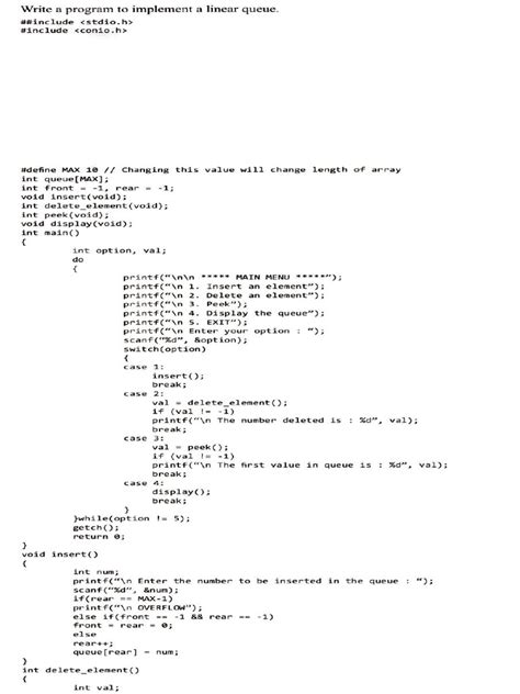 Program Queue Pdf Queue Abstract Data Type Software Engineering