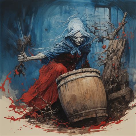 Notika123 Drawing Of Baba Yaga In A Barrel With A By Notikalike On