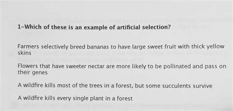 Solved Which Of These Is An Example Of Artificial Selection